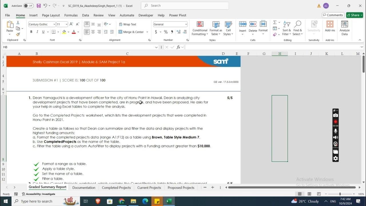 Shelly Cashman Excel 2019 | Module 6 SAM Project 1a | City of Honu ...