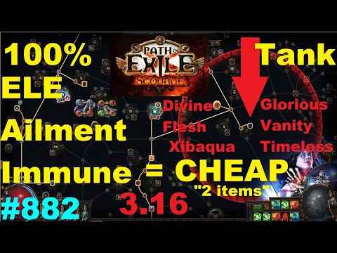 100% Reduced Elemental Ailment Duration = CHEAP & TANKY Glorious Vanity Timeless Jewel Xibaqua - 882