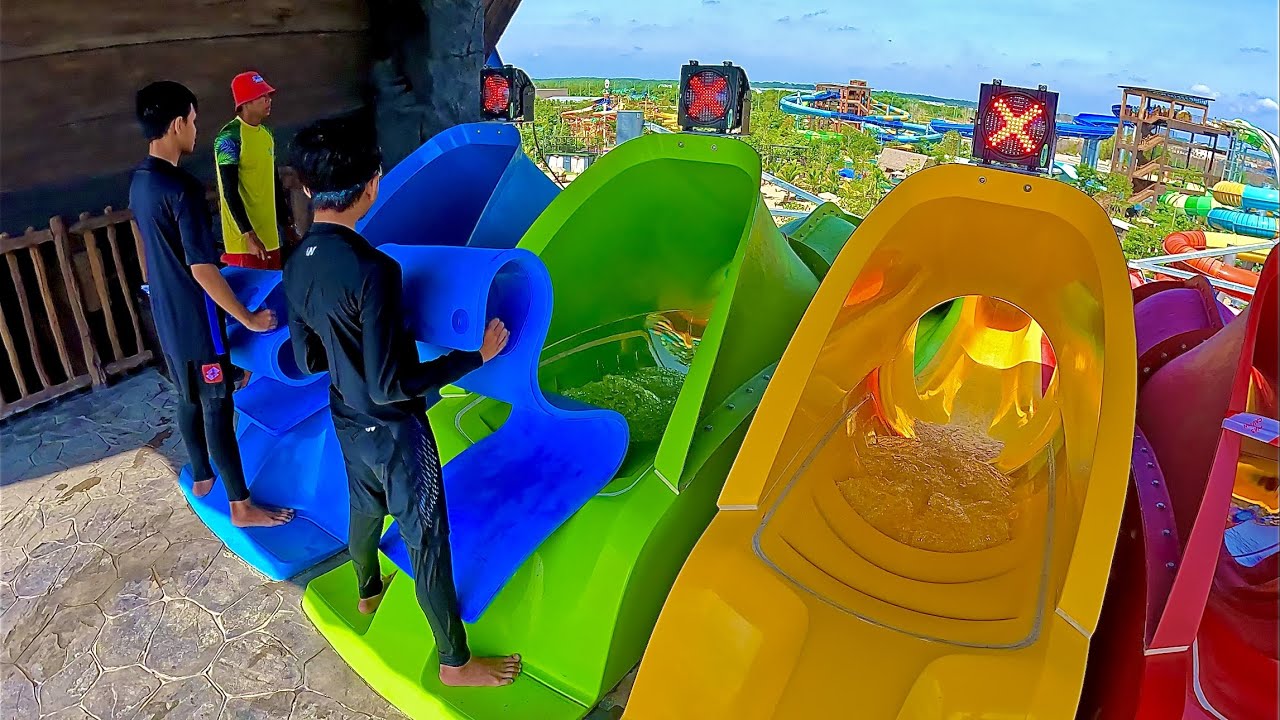 The Maniac Racers Water Slide at SplashMania Waterpark - YouTube