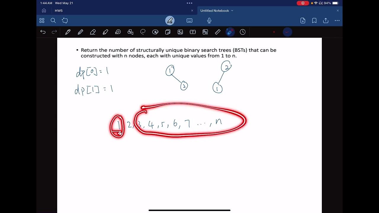 Number of Unique BST using Dynamic Programming - YouTube