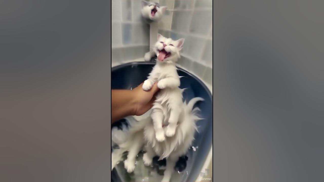 White Cat Bathing In A Sink Shorts Youtube
