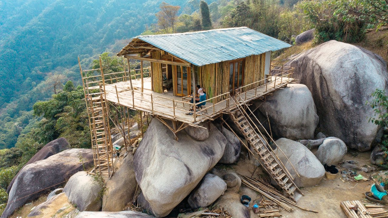 Beautiful Girl Builds House on Mountain and Makes Generator - 100 Day ...