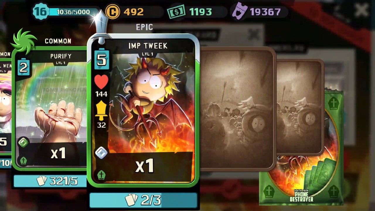 South Park: Phone Destroyer. Tweek x Craig event (all packs, new card ...