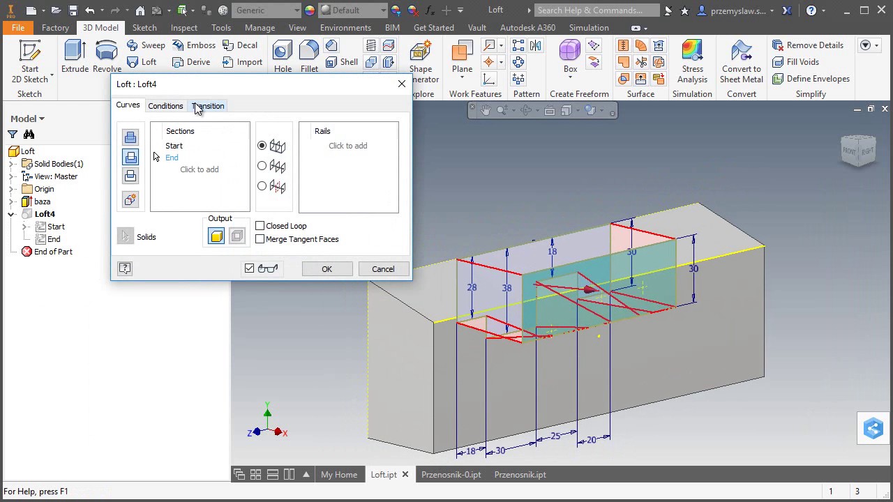 Autodesk Inventor - Wyciągnięcie złożone - mapowanie punktów - YouTube