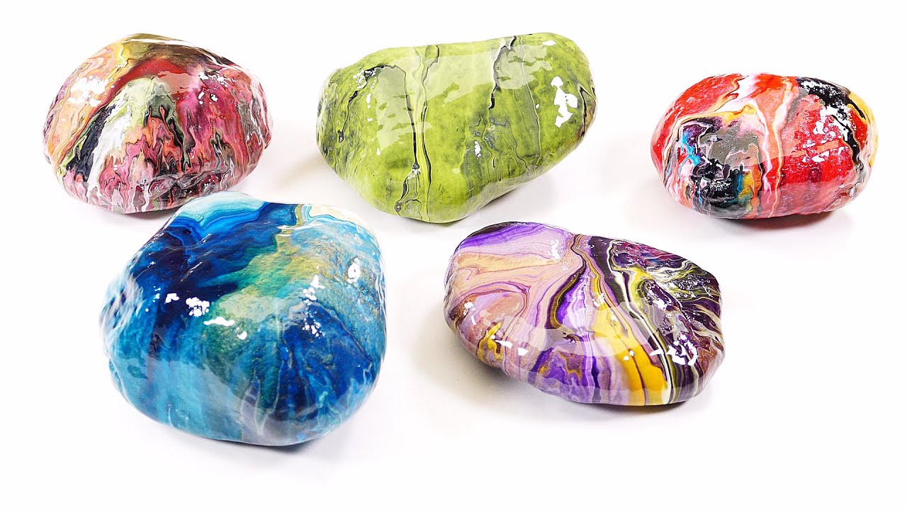 Stone Painting - 5 Different ideas | Everyone can do that | Fluid art ...