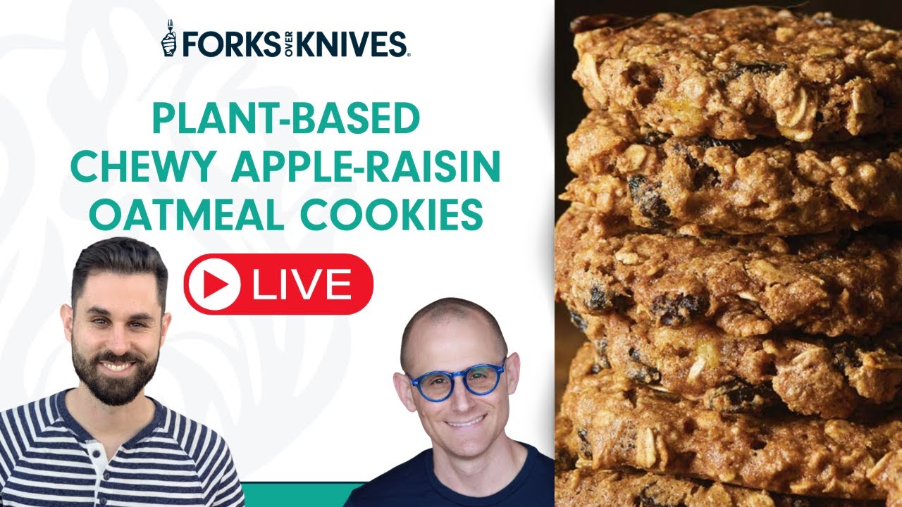Plant-based Chewy Apple-Raisin Oatmeal Cookies - YouTube