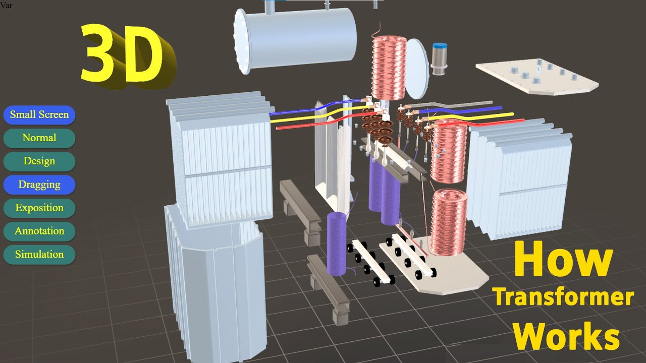 থ্রি ফেজ ট্রান্সফরমার এর ভিতরে কি কি থাকে? How transformer works ? 3D ...