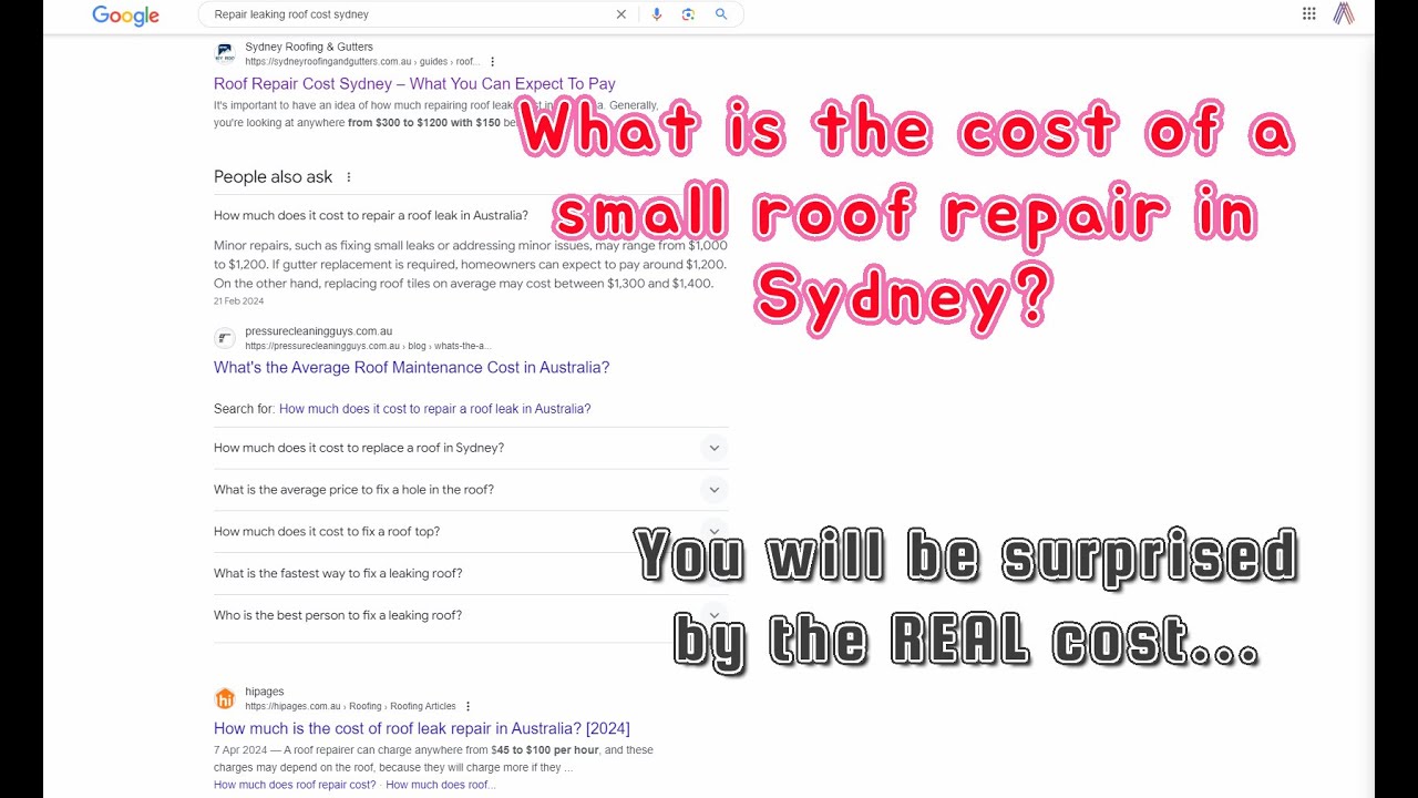 Roof repairs in Sydney - What is the cost of small roof repair in ...