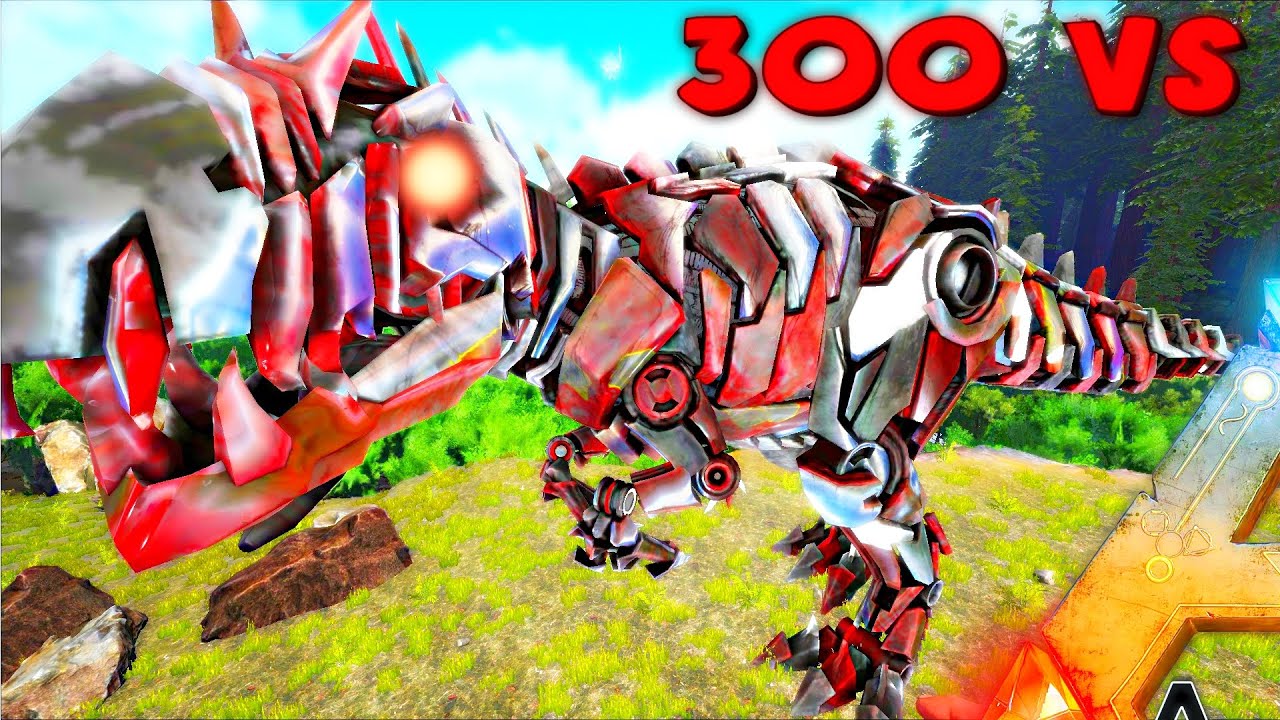 ARK Survival Evolved - 300 BIONIC TEK GIGA VS 100 TITANOSAUR BATTLE ...