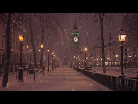 Quiet Winter Night on City Street | Sounds of Falling Snow, White Noise
