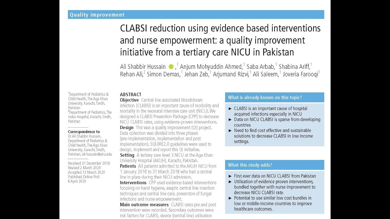 Journal Club September 2024 - CLABSI reduction using evidence based ...