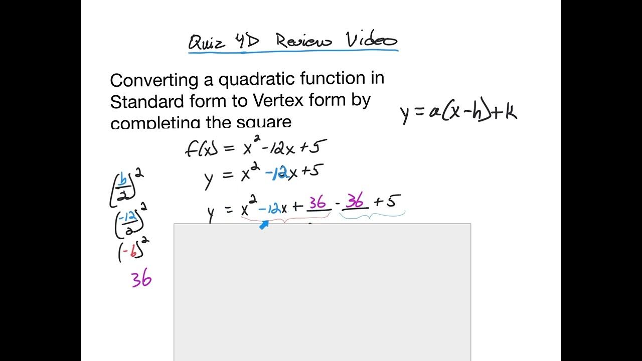 Converting Standard to Vertex Form - YouTube
