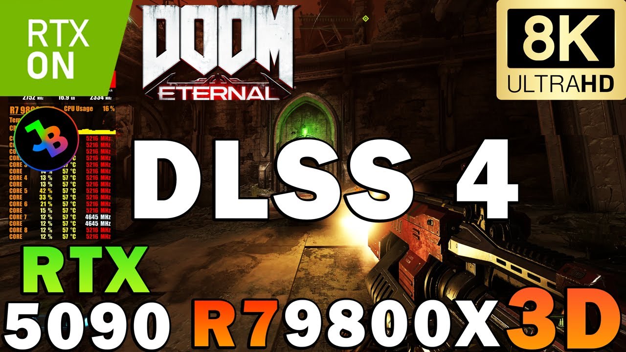 DOOM Eternal 8K DLSS 4 | RTX 5090 | R7 9800X3D | Ray Tracing | Max ...