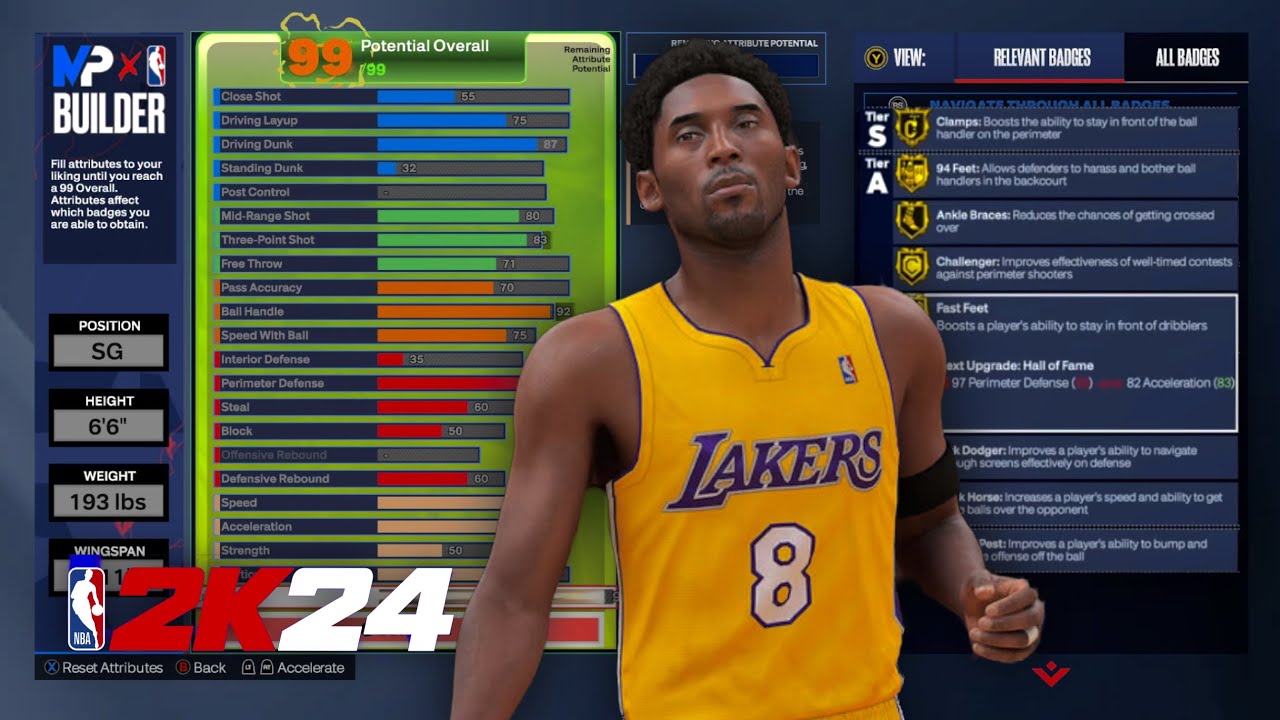 NBA 2k24 6'6 Kobe Bryant DEMIGOD Build HOF Defense - YouTube