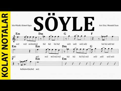 SÖYLE YAĞMUR ÇAMUR--Em--(Play Along)--:Guitar,Flute,Violin,Keyboard,Melodica,Ukulele,Recorder.