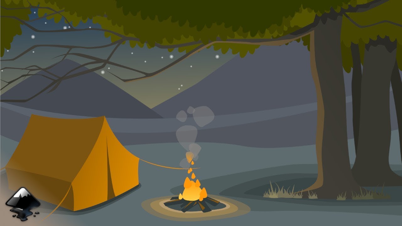 Landscape with a bonfire in Inkscape - YouTube