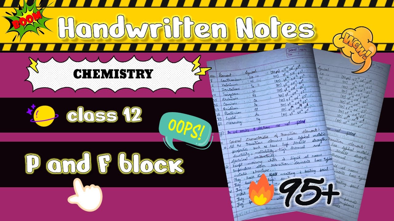The P and F Block Elements|Class 12|Chemistry|Handwritten notes ...