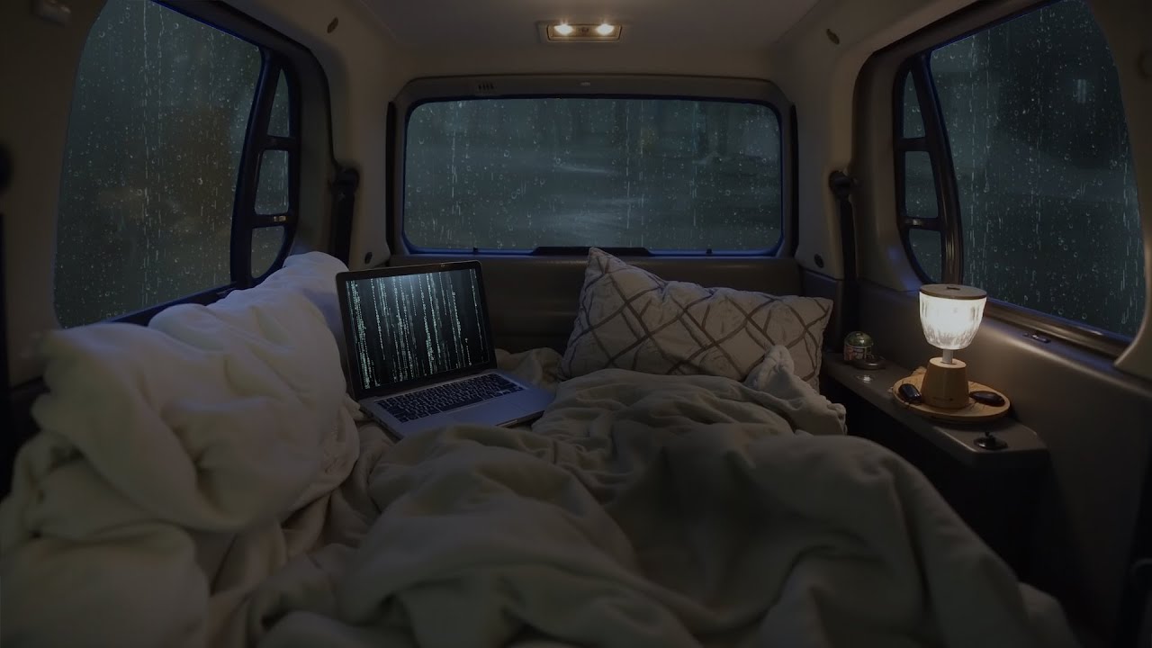 Peaceful Rain Inside a Camping Car - Rain on roof for Studying and ...