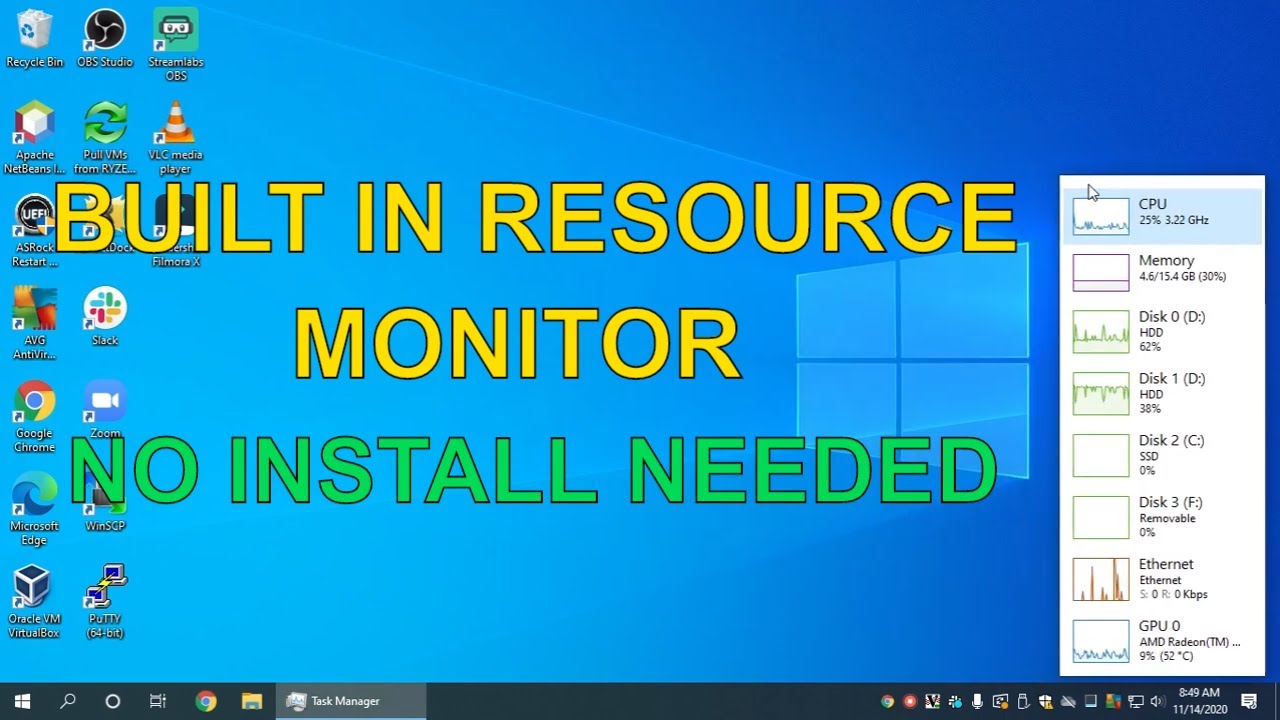 On screen system statistics in Windows 10 without installing more ...