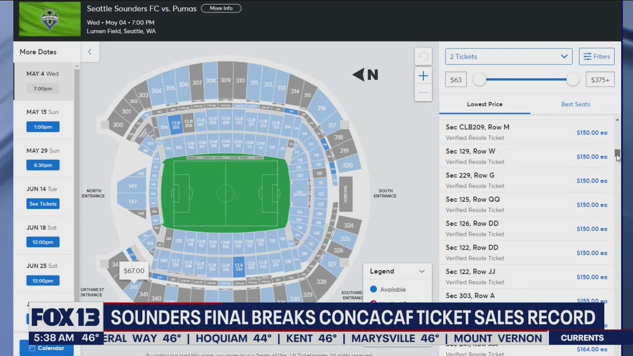 Sounders final breaks CONCACAF ticket sales record | FOX 13 Seattle ...