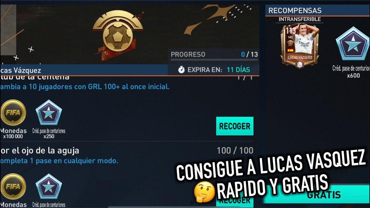 CONSIGUE A LUCAS VASQUEZ 113GRL GRATIS y RAPIDO en FIFA MOBILE 🧐 - YouTube