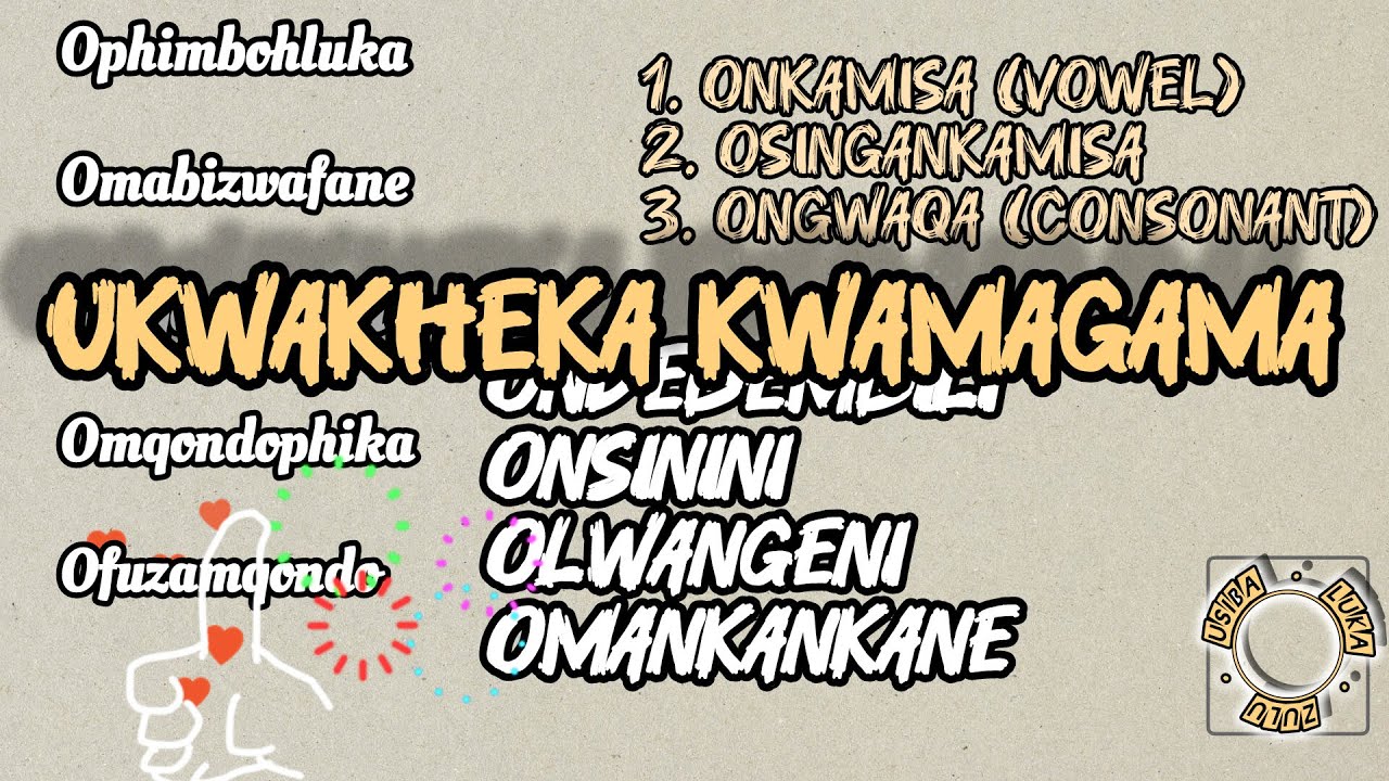 Amagama | Onkamisa (Vowel) | Ongwaqa (Consonant) | Osingankamisa ...