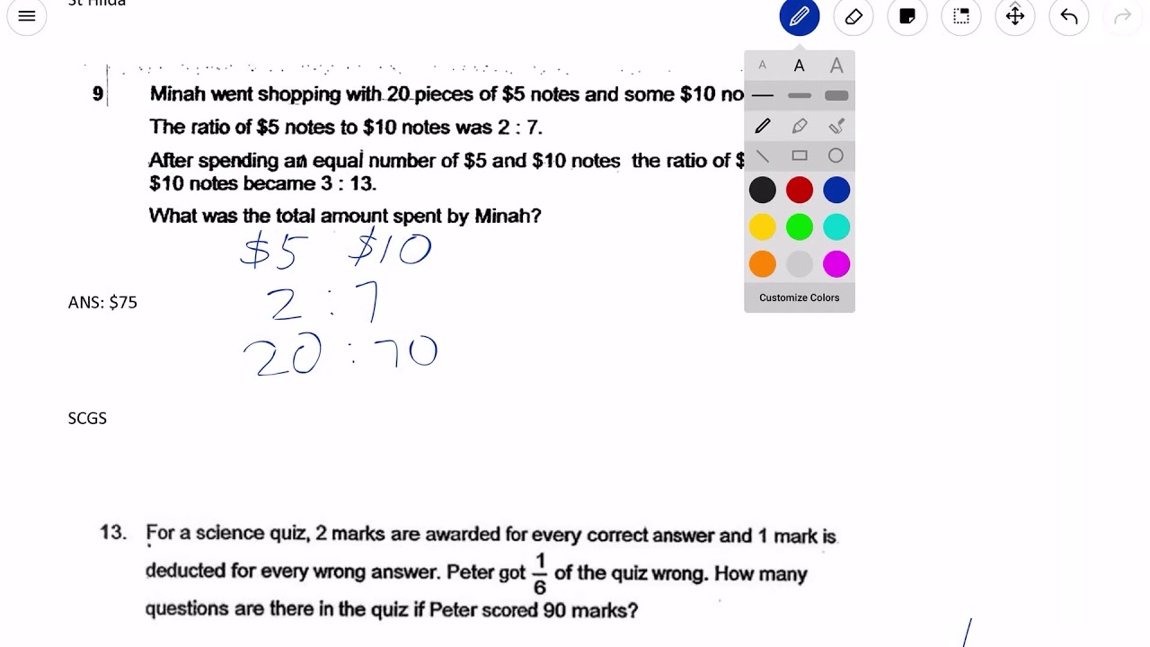 PSLE Primary 6 Math Problem Sum - Value and Units 2 - YouTube