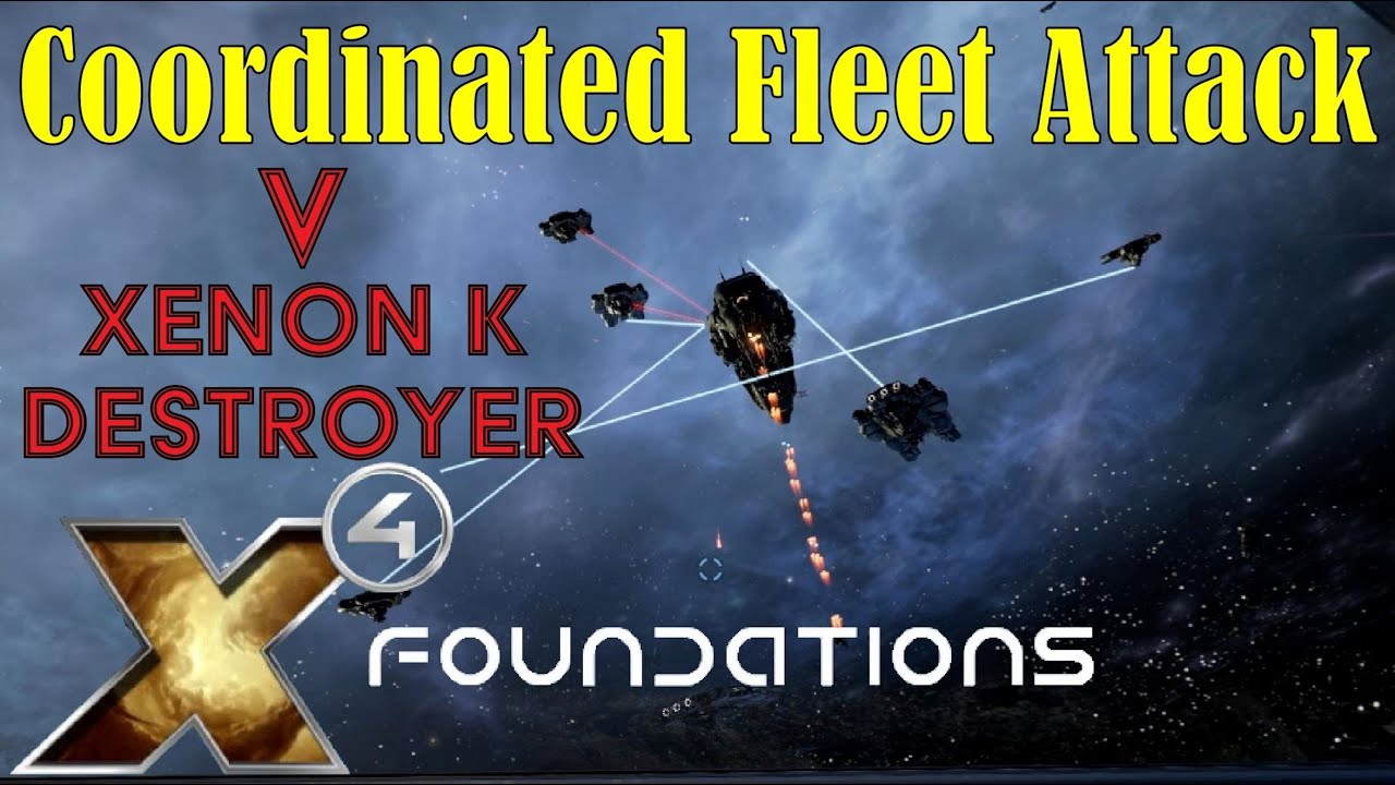 Coordinated Fleet Attack on Xenon Destroyer - X4 Foundations - YouTube