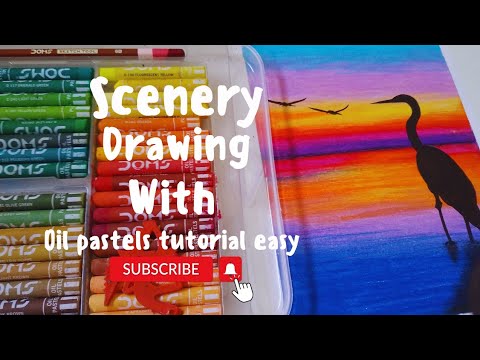 Beautiful Beach scenery drawing with oil pastels tutorial|How to draw ...