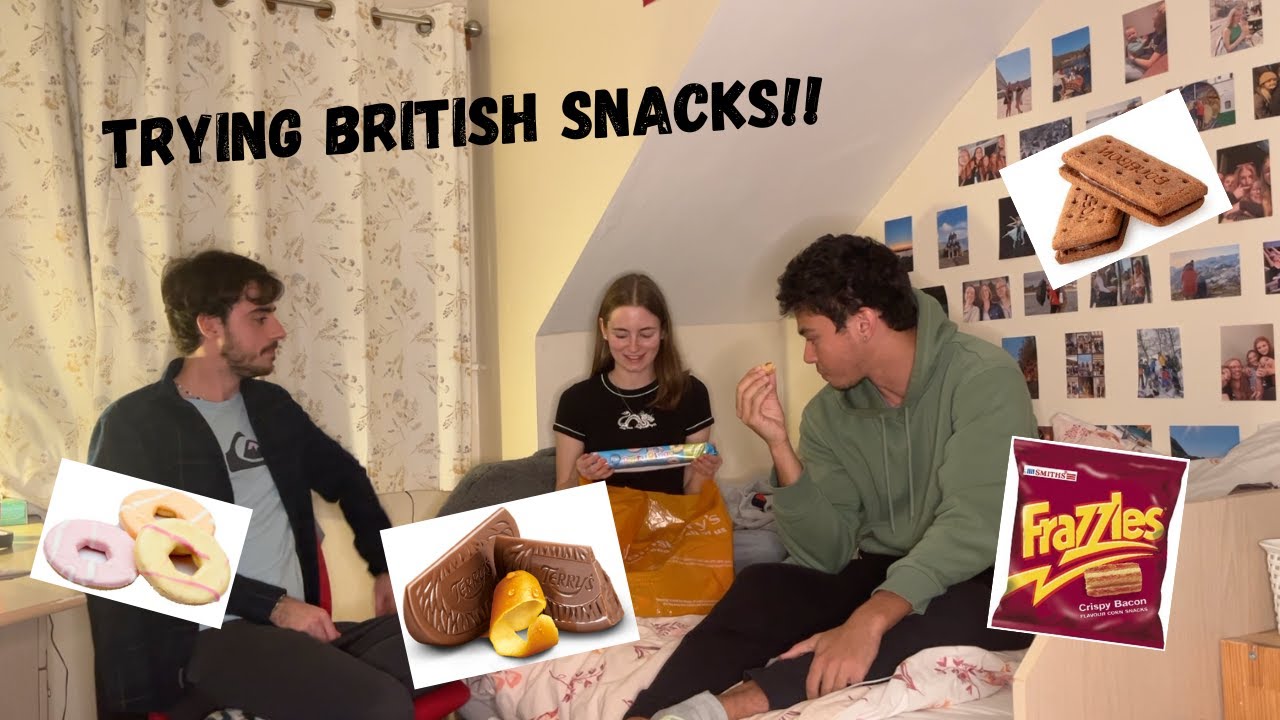 My American and Spanish friends try British snacks! - YouTube