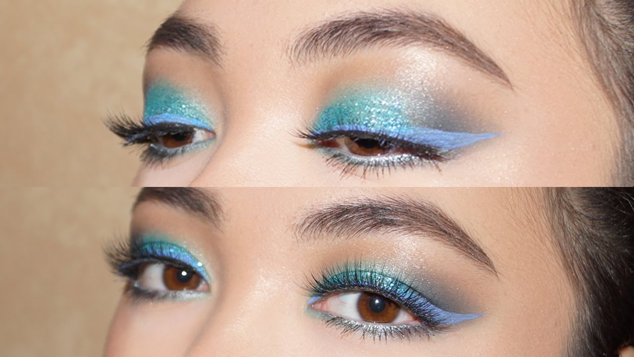 MERMAID/ICE QUEEN FEELS BLUE GLITTER MAKEUP LOOK // Caroline Mystee ...