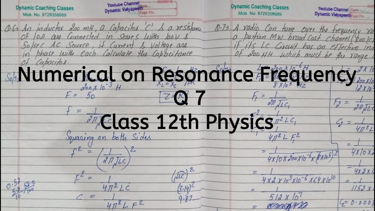 Resonance Frequency Physics