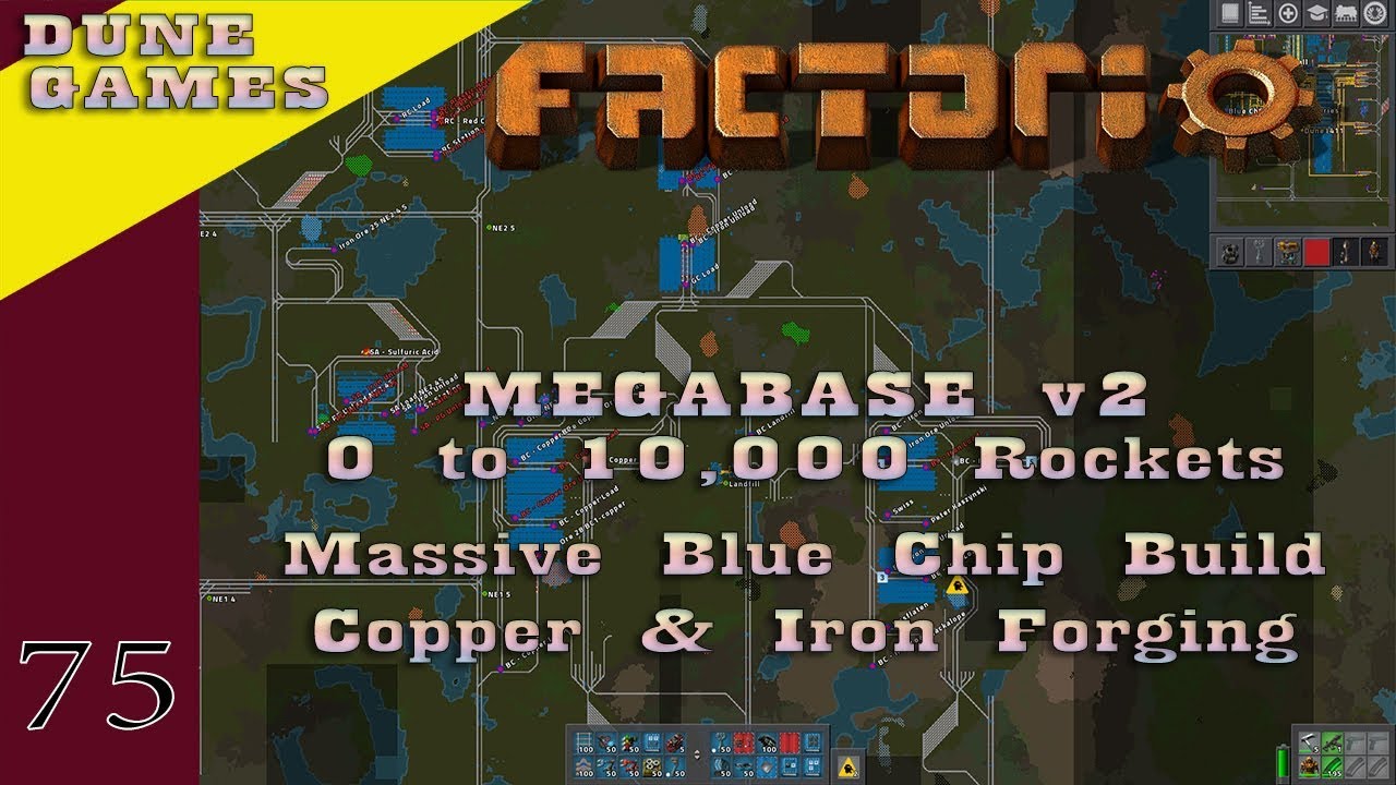 Megabase v2 - Ep75 - Massive Blue Chip Build - Copper and Iron Forging ...