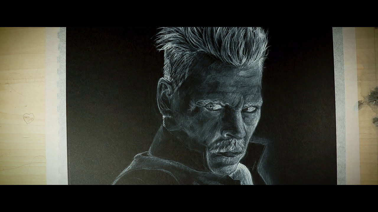 Drawing Gellert Grindelwald (Johnny Depp) on Black Paper - YouTube