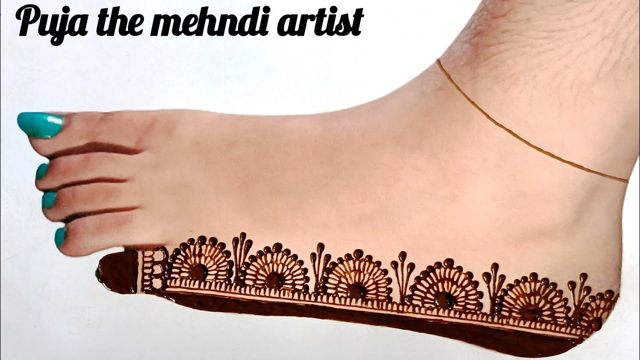 New Easy Border Feet Mehndi Design 2024/foot mehndi design simple ...