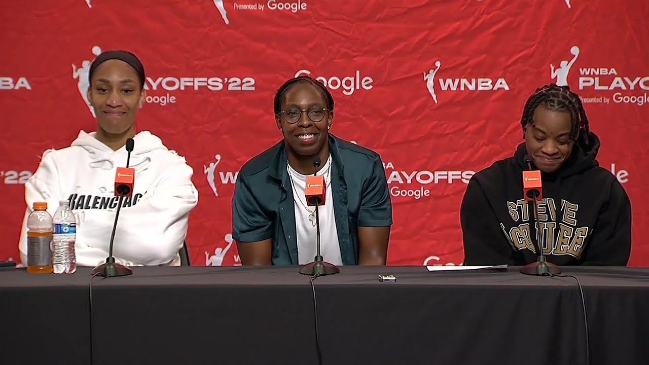 A'ja Wilson, Chelsea Gray After Game 3 Road Win | WNBA Playoffs, Las ...