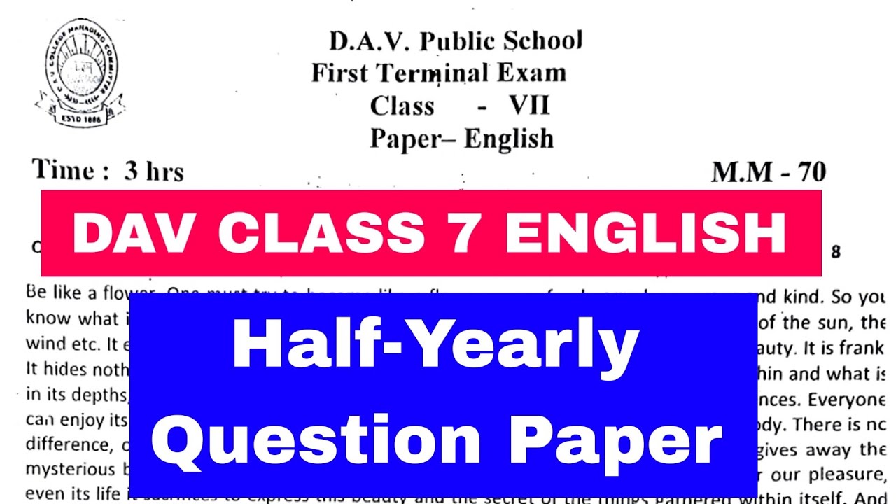 dav class 7 English Half Yearly Question Paper | EDUMAGNET ACADEMY ...