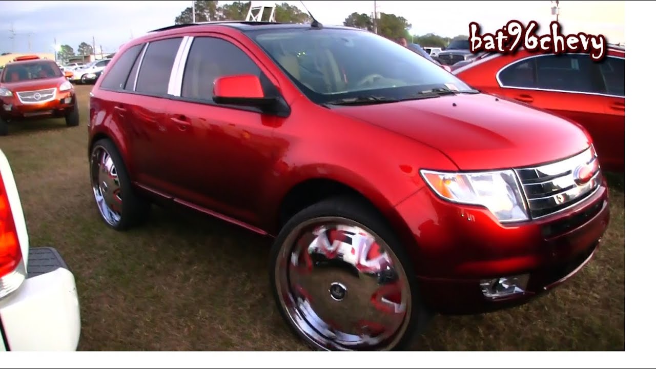 Candy Red Ford Edge on 28" DUB Banditos Floaters - 1080p HD - YouTube