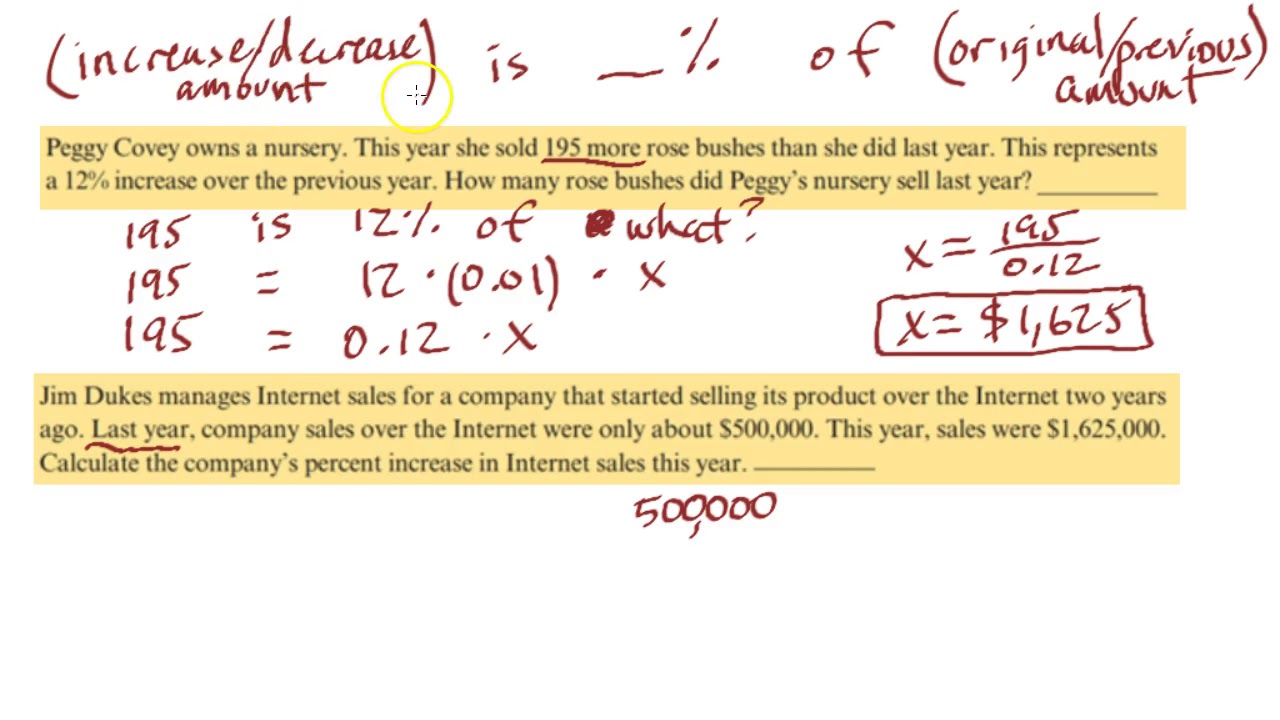 Percent increase word problems - YouTube