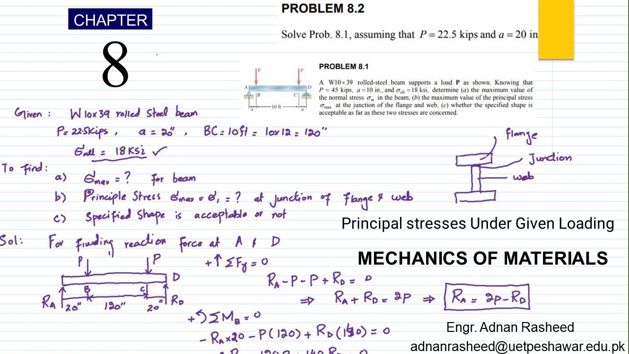 Problem 8.2 | Principal Stresses under Given Loading || MOM by Beer ...