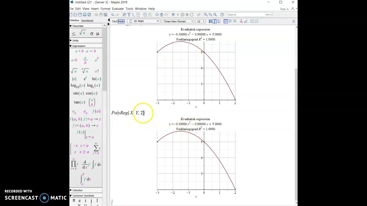 Kvadratisk regression - YouTube
