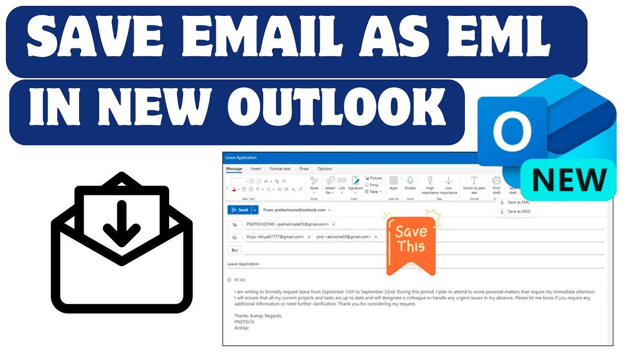 How To Save An Email As EML File In New Outlook #outlook #outlooktips # ...