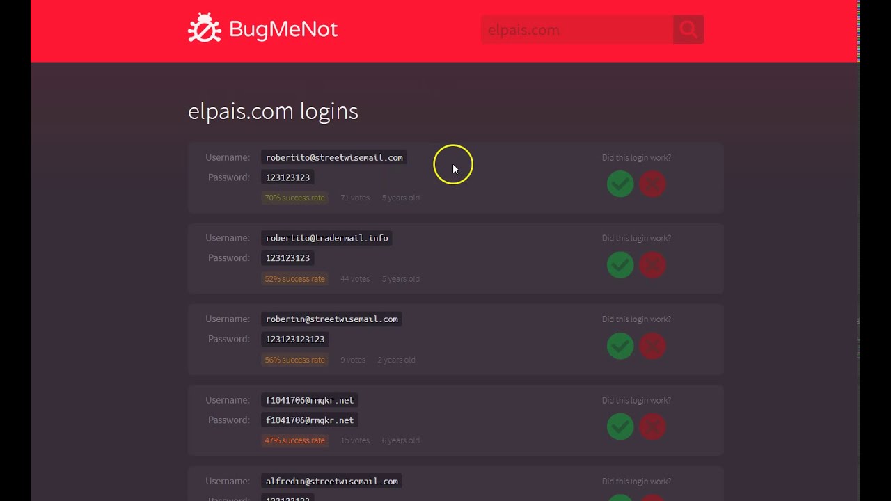 Iniciar sesión sin registrarse | Cómo usar Bugmenot 2019 - YouTube