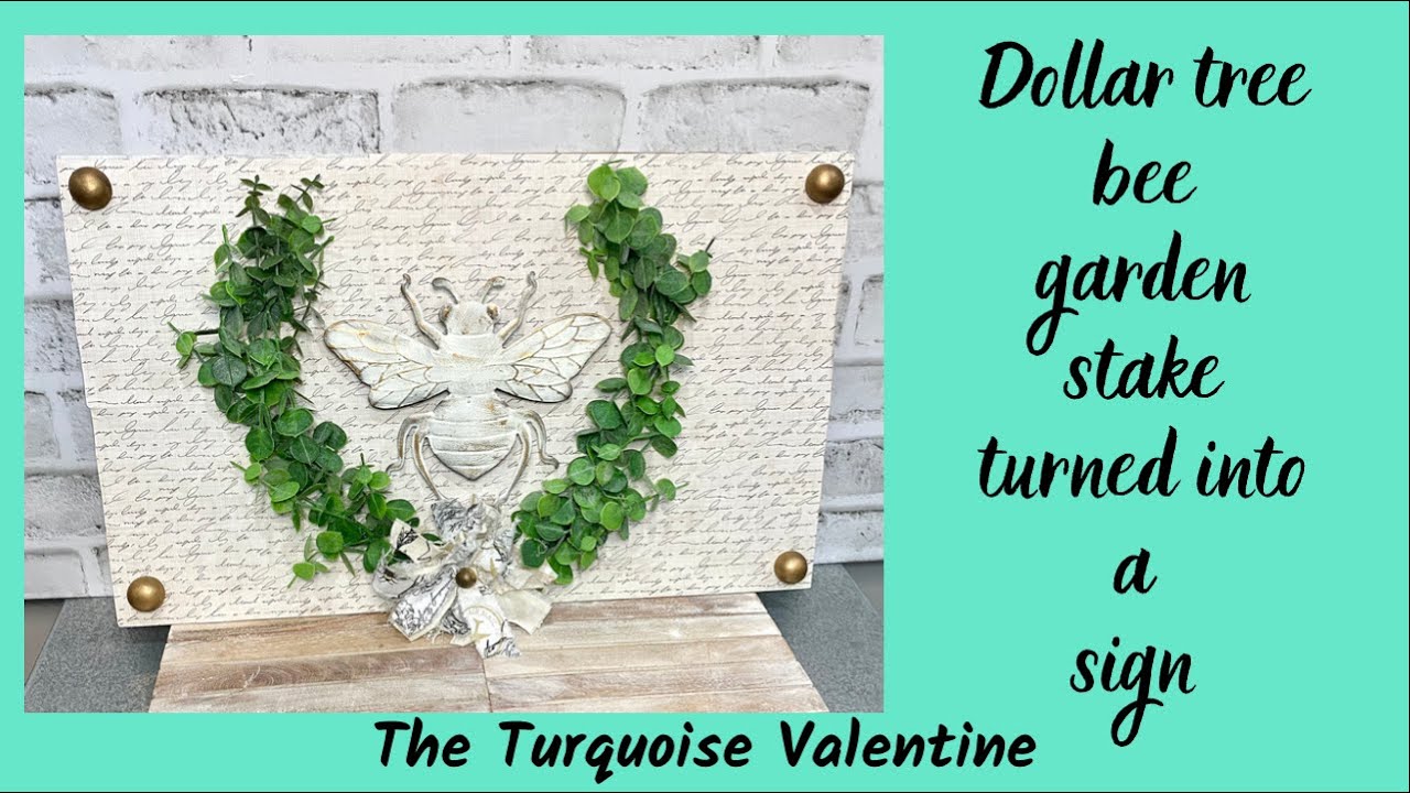 Dollar tree bee garden stake made into a glam sign - YouTube
