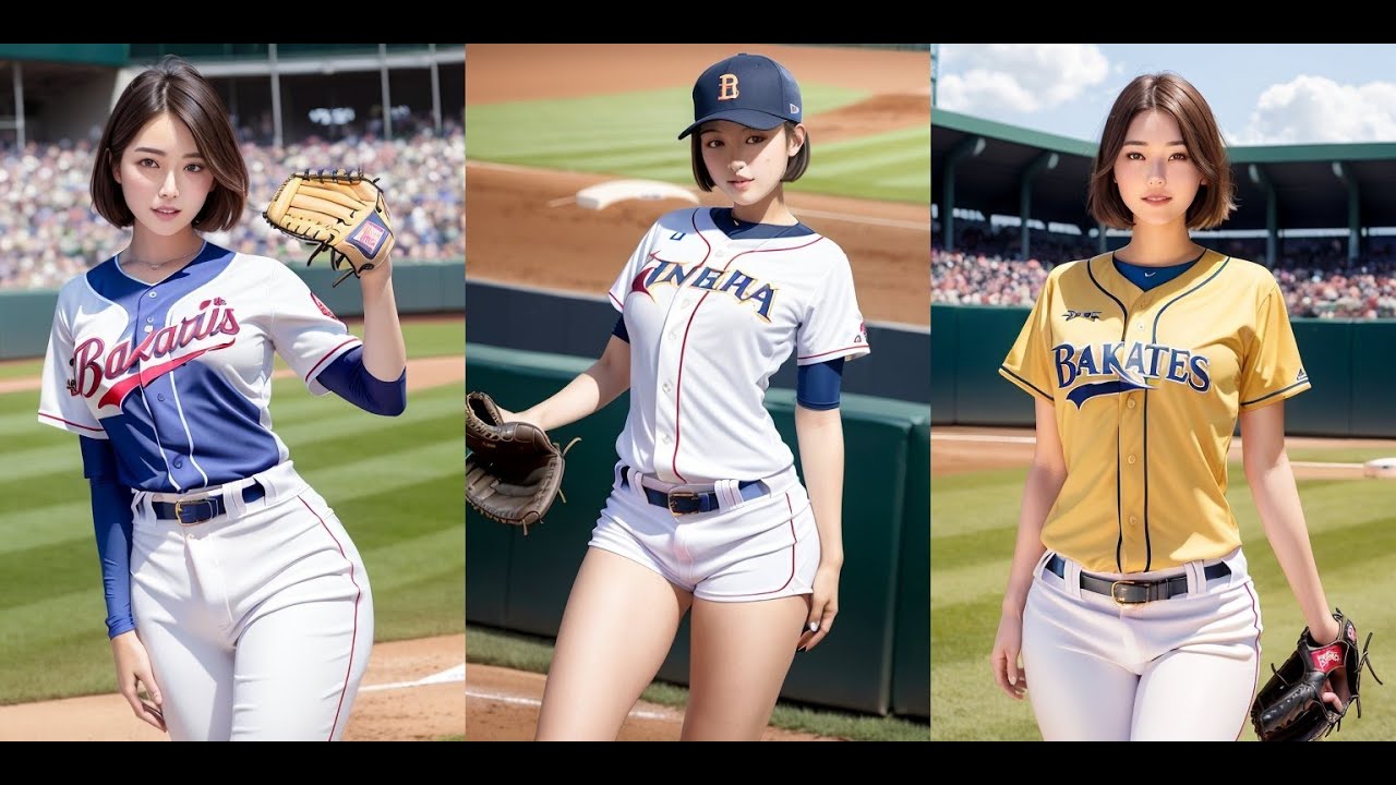[Ai art] Japanese girl Lookbook - Baseball uniform - YouTube