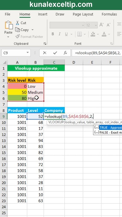 How to use VLOOKUP approximate to show result in excel - YouTube