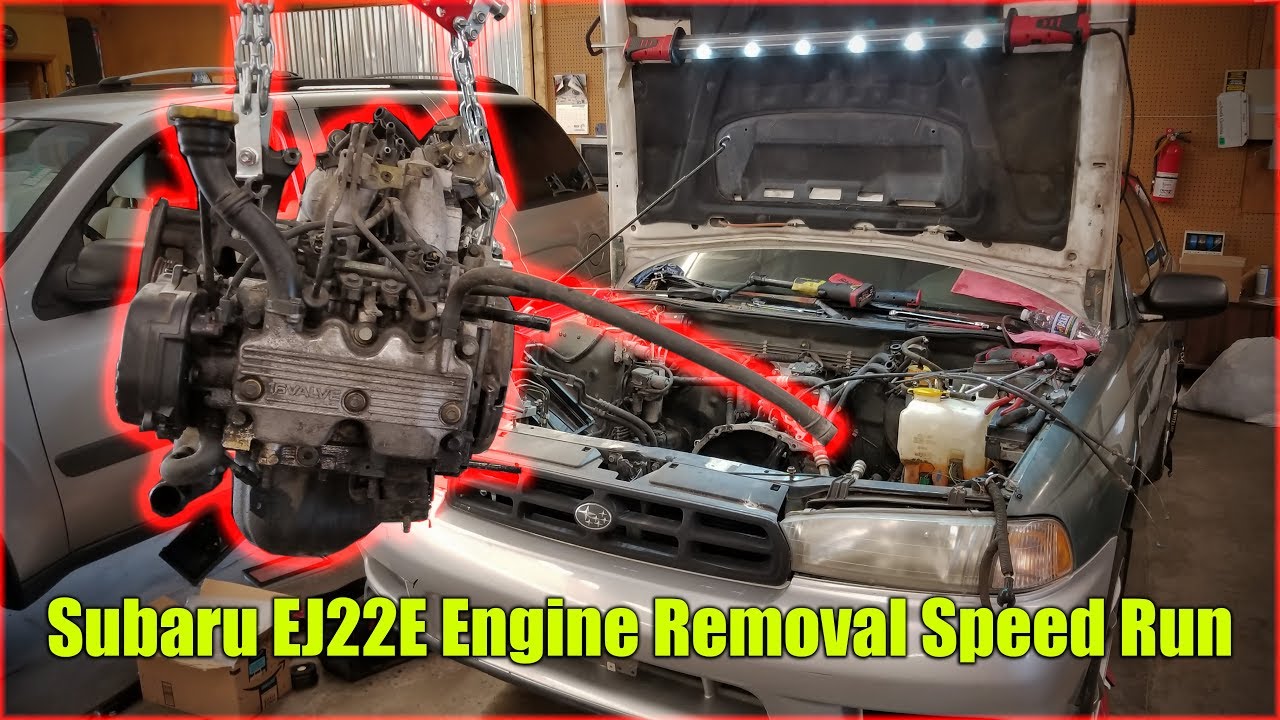 Subaru EJ22E Engine Removal Speed Run - YouTube