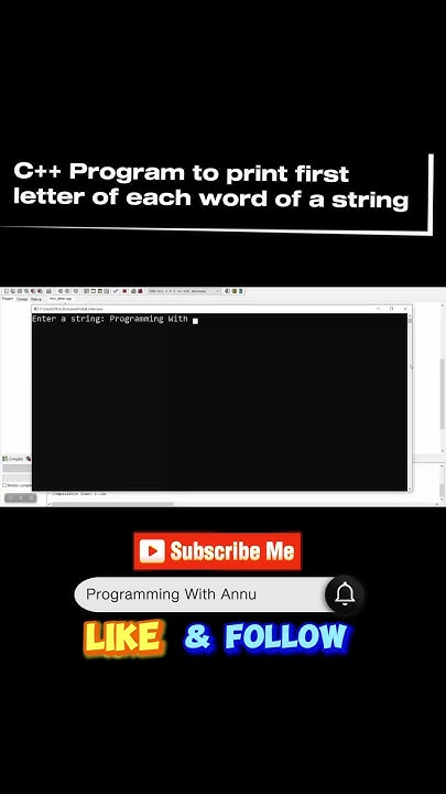 C Program To Print First Letter Of Each Word Of A Stringprogrammingcodingcodinglife 0736
