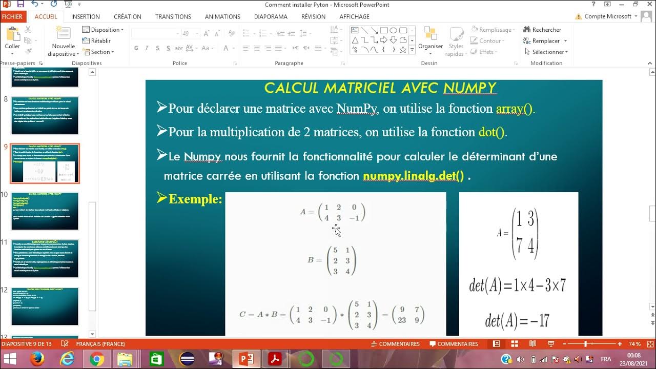 Programmer avec Python : Calcul Matriciel avec la Bibliothèque NumPy 2/ ...
