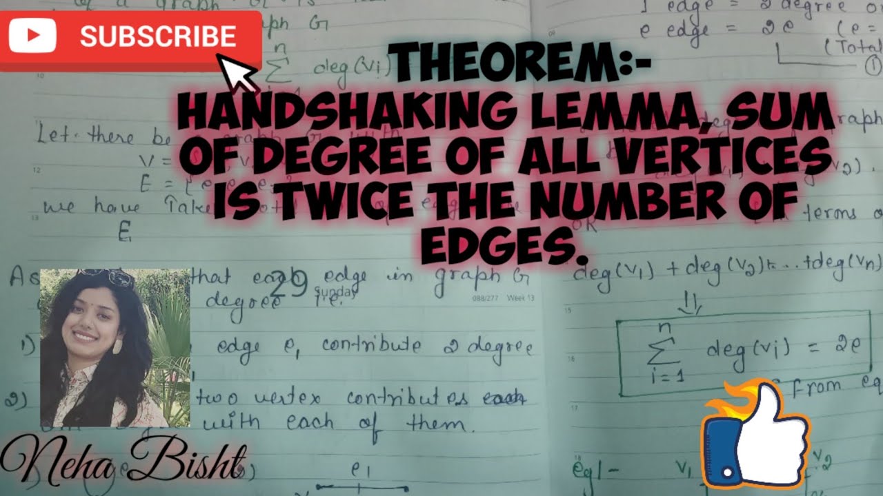 Theorem:- Sum of degree of all vertices is twice the number of edge ...